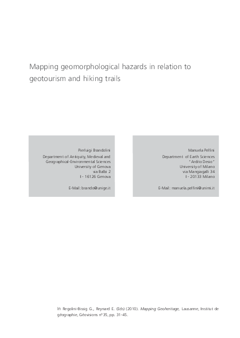 (PDF) Mapping geomorphological hazards in relation to geotourism and ...