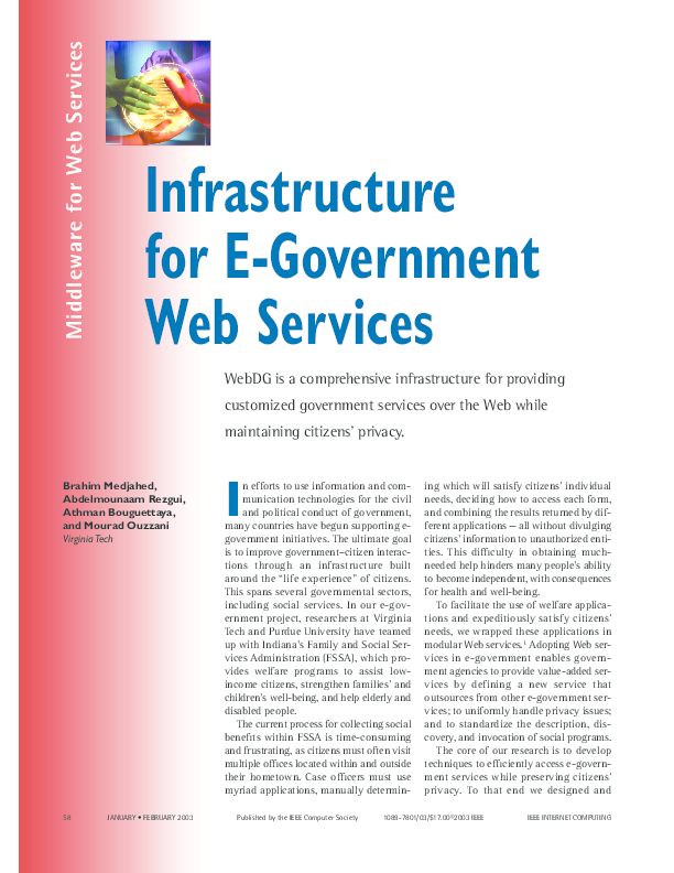 (PDF) Infrastructure for e-government Web services