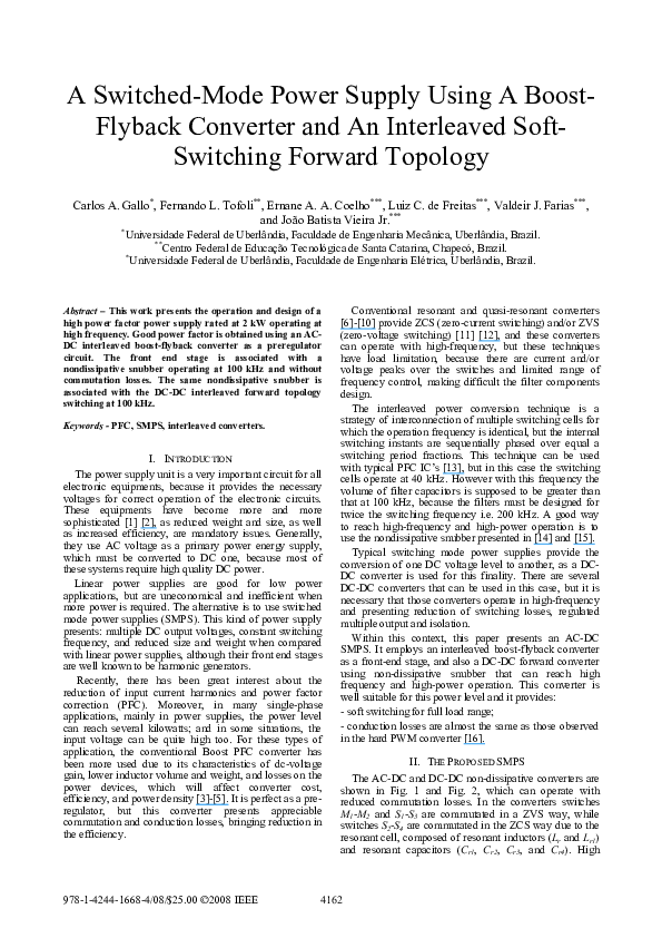 (PDF) A switched-mode power supply using a boost-flyback converter and an interleaved soft ...