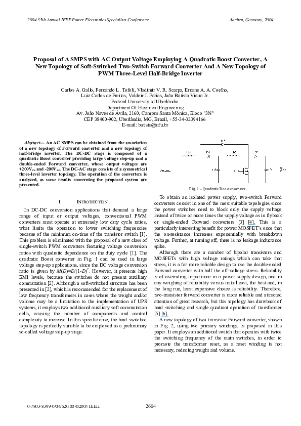 (PDF) Proposal of a SMPS with AC output voltage employing a quadratic ...