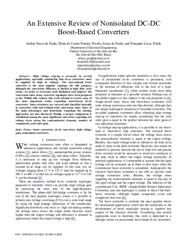(PDF) An Extensive Review of Nonisolated DC-DC Boost-Based Converters (PDF) An Extensive Review of Nonisolated DC-DC Boost-Based Converters