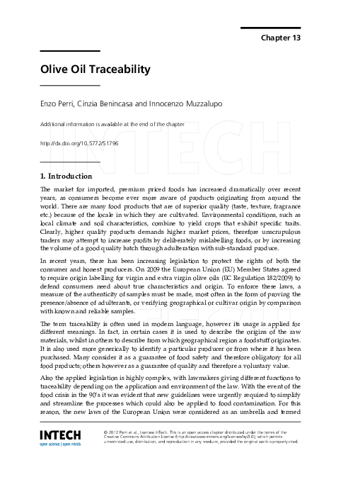 (PDF) Olive Oil Traceability