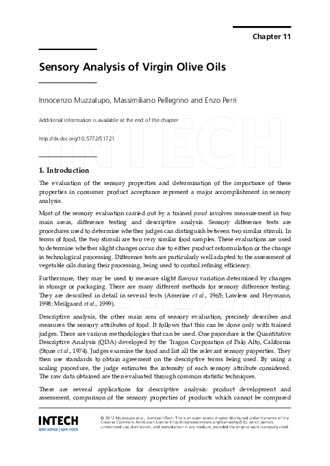 (PDF) Sensory Analysis of Virgin Olive Oils