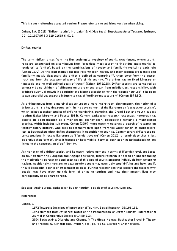 (PDF) Drifter, tourist