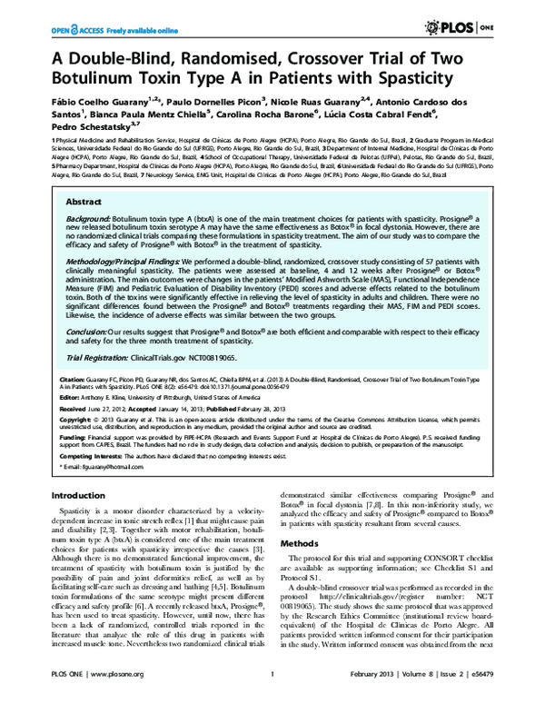 (PDF) A Double-Blind, Randomised, Crossover Trial of Two Botulinum ...