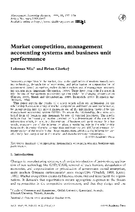 (PDF) Market competition, management accounting systems and business ...
