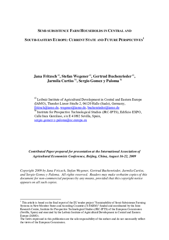 (PDF) Semi-Subsistence Farm Households In Central and South-Eastern ...
