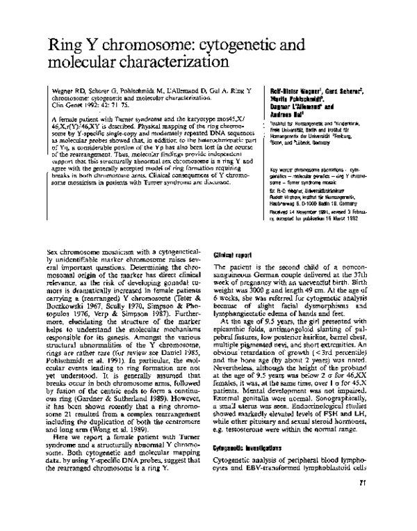 (PDF) Ring Y chromosome: cytogenetic and molecular characterization