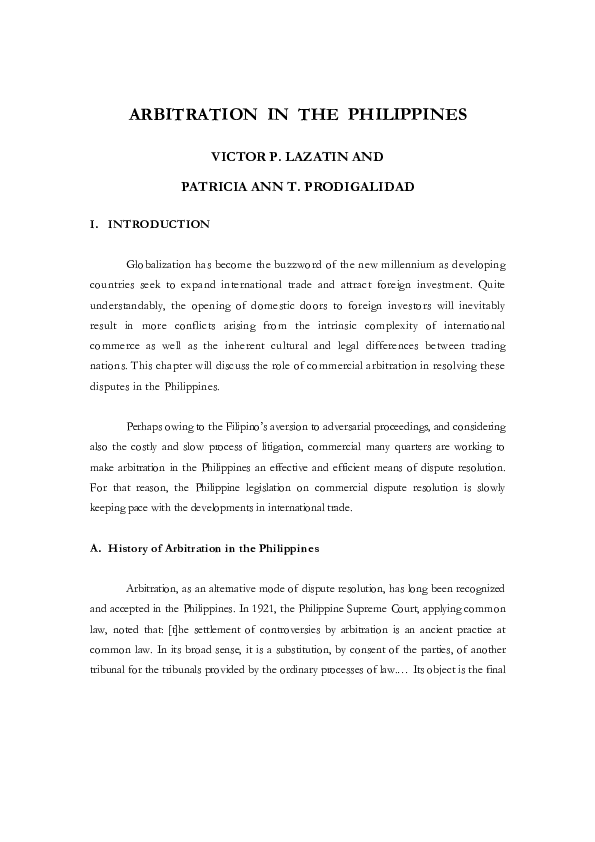 (PDF) Philippine Arbitration and the UNCITRAL Model Law
