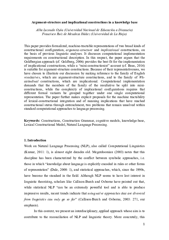 (PDF) Argument-structure and implicational constructions in a knowledge base
