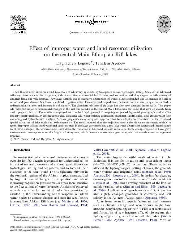 (PDF) Effect of improper water and land resource utilization on the ...