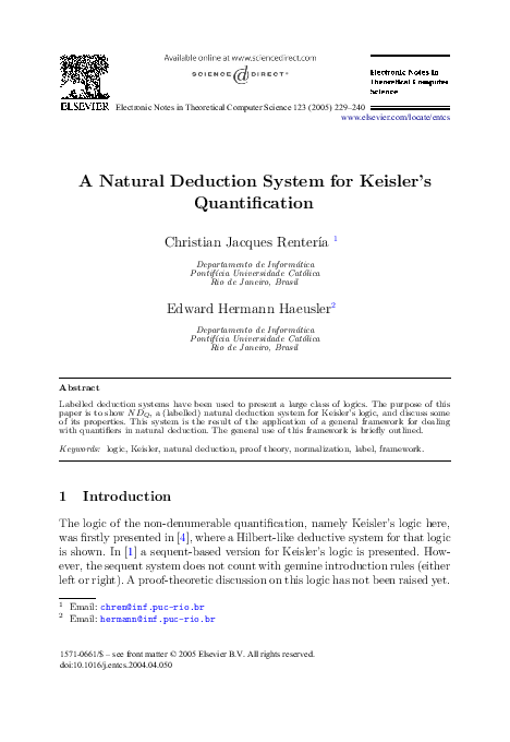 (PDF) A Natural Deduction System for Keisler's Quantification | Edward ...