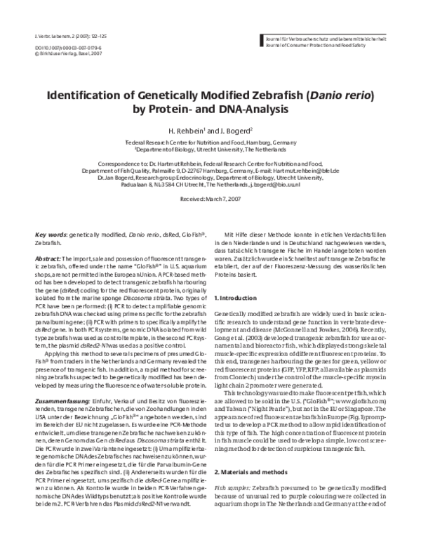 (PDF) Identification of Genetically Modified Zebrafish (Danio rerio) by ...