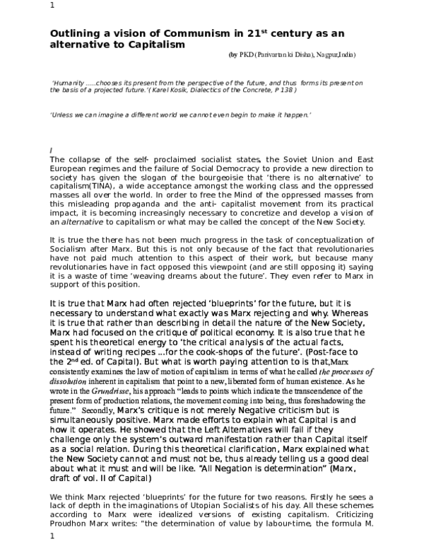 (DOC) Outlining a vision of Communism in 21 st century as an ...