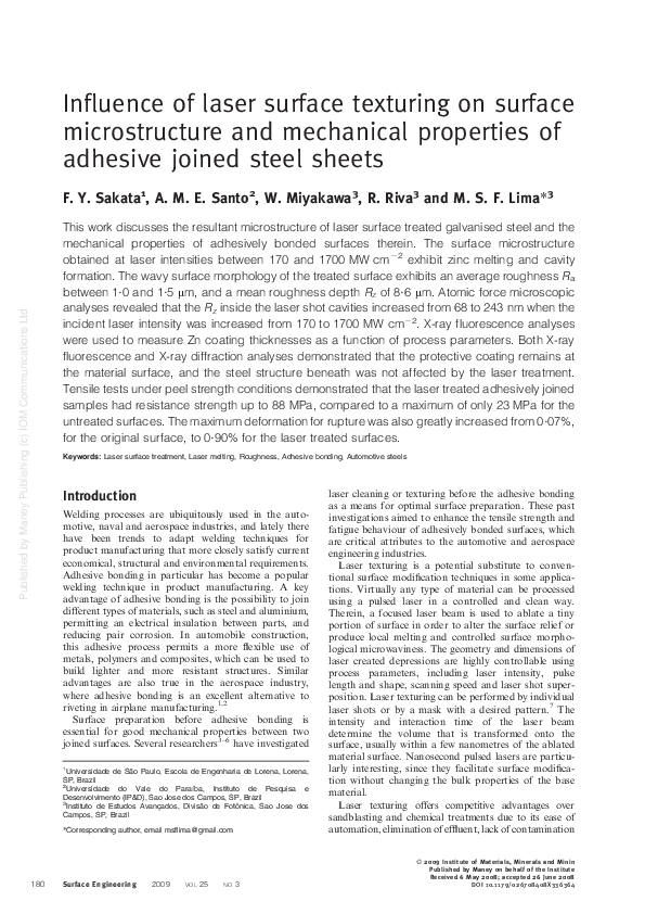 (PDF) Influence of laser surface texturing on surface microstructure and mechanical properties ...