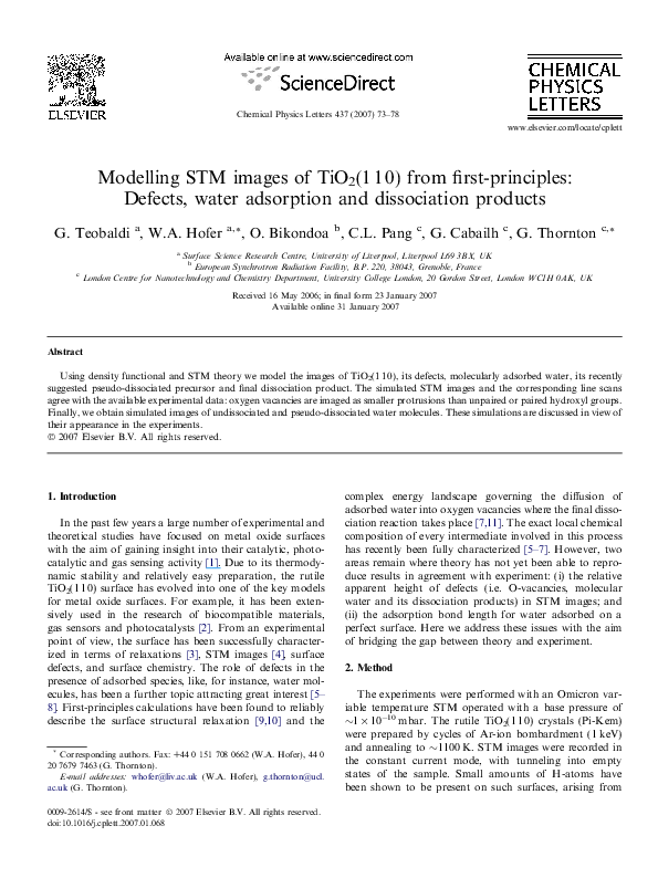 (PDF) Modelling STM images of TiO2(110) from first-principles: Defects ...