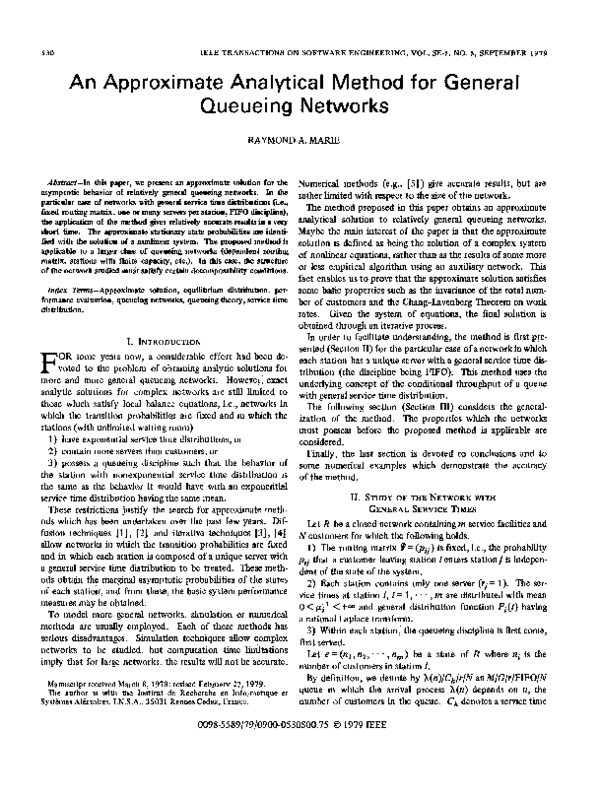 (PDF) An Approximate Analytical Method for General Queueing Networks