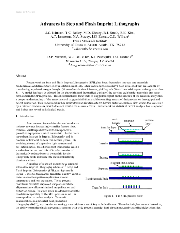 (PDF) Automated imprint mask cleaning for step-and-flash imprint ...