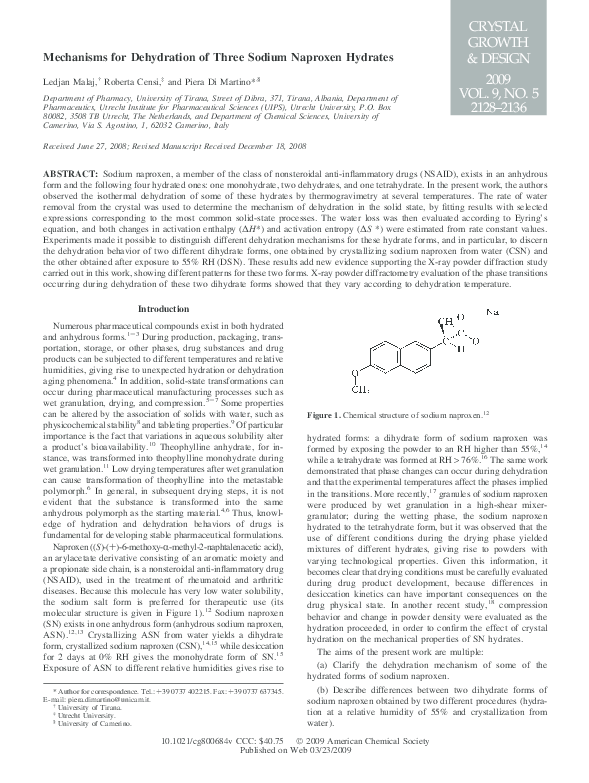 (PDF) Mechanisms for Dehydration of Three Sodium Naproxen Hydrates