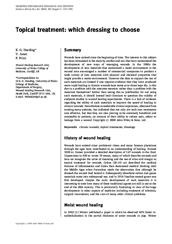 (PDF) Topical treatment: which dressing to choose