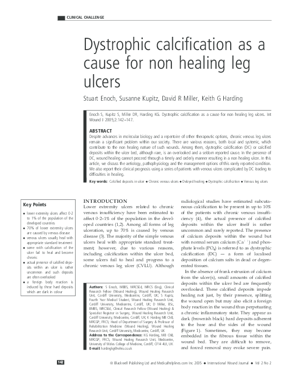 (PDF) Dystrophic calcification as a cause for non healing leg ulcers