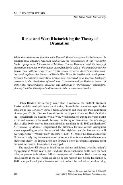 (PDF) Burke and War: Rhetoricizing the Theory of Dramatism