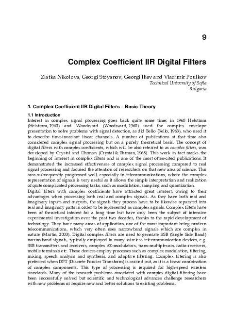 Pdf Complex Coefficient Iir Digital Filters