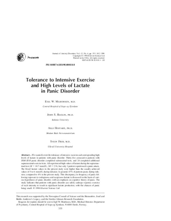 (PDF) Tolerance to Intensive Exercise and High Levels of Lactate in ...