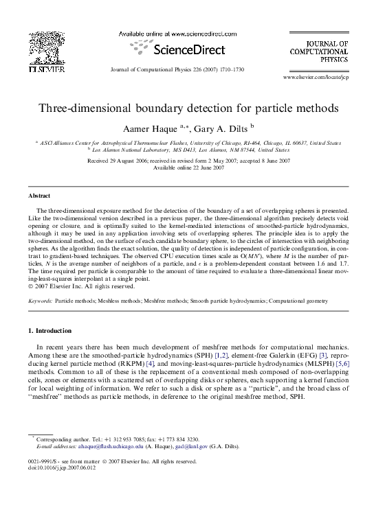 (PDF) Three-dimensional boundary detection for particle methods
