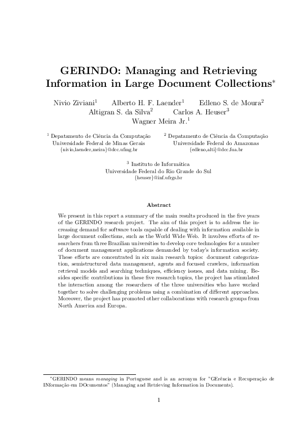 (PDF) GERINDO: Managing and Retrieving Information in Large Document ...