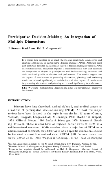 (PDF) Participative Decision-Making: An Integration of Multiple Dimensions