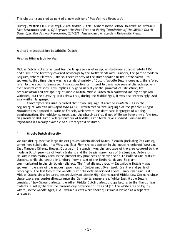 (PDF) Middle Dutch - A short introduction