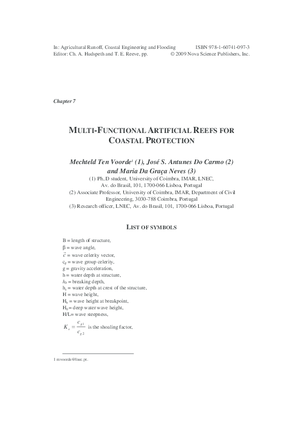 (PDF) Multi-Functional Artificial Reefs for Coastal Protection