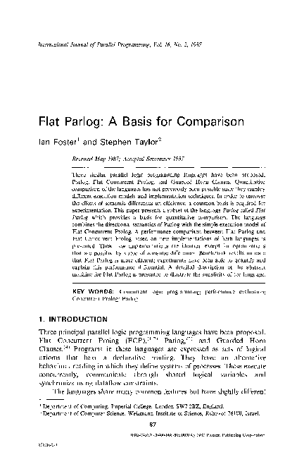 (PDF) Flat Parlog: A basis for comparison