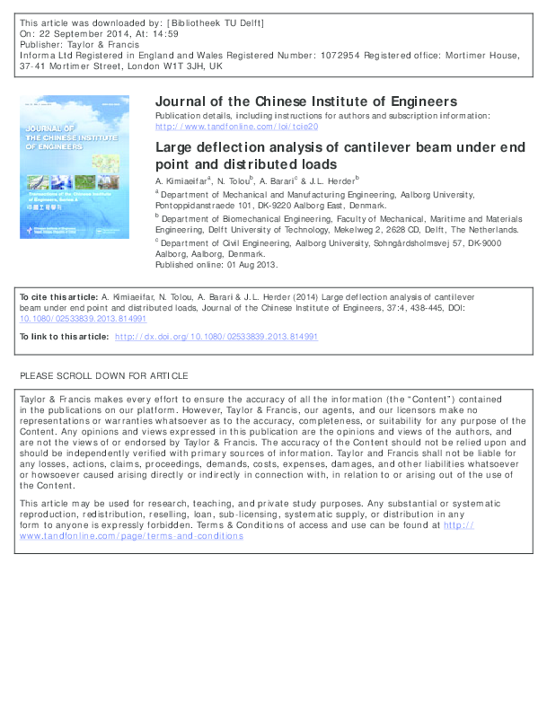 (PDF) Large deflection analysis of cantilever beam under end point and distributed loads