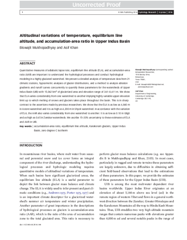 Altitudinal variations of temperature, equilibrium line altitude, and ...