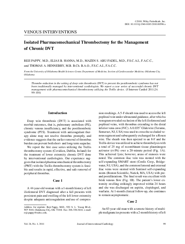(PDF) Isolated Pharmacomechanical Thrombectomy for the Management of ...