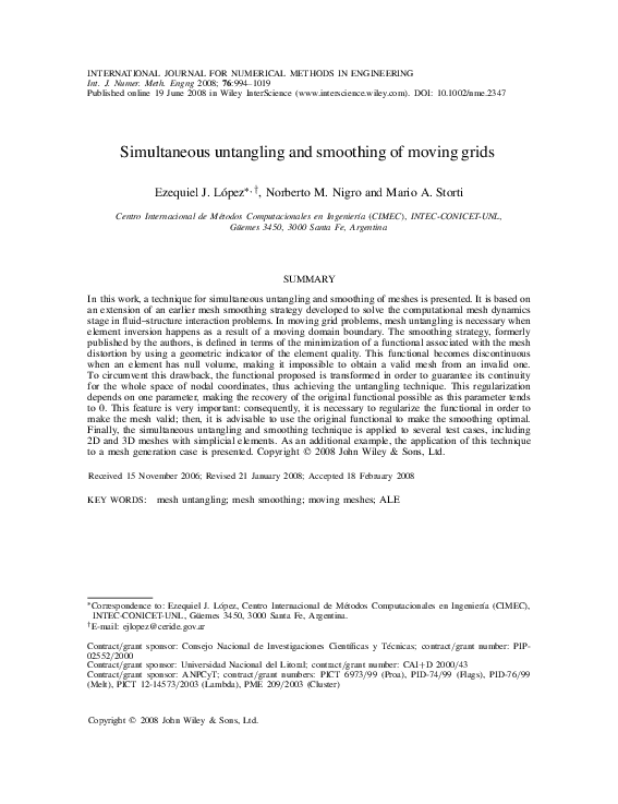 (PDF) Simultaneous untangling and smoothing of moving grids