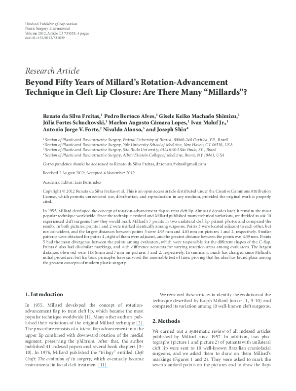 (PDF) Beyond Fifty Years of Millard’s Rotation-Advancement Technique in ...