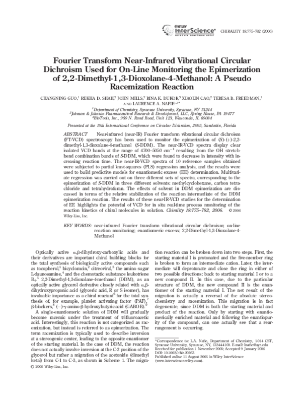Pdf Fourier Transform Near Infrared Vibrational Circular Dichroism Used For On Line Monitoring