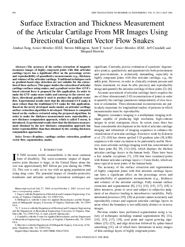 (PDF) Surface Extraction and Thickness Measurement of the Articular Cartilage From MR Images ...