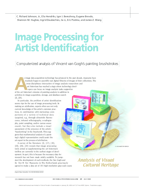 (PDF) Image processing for artist identification