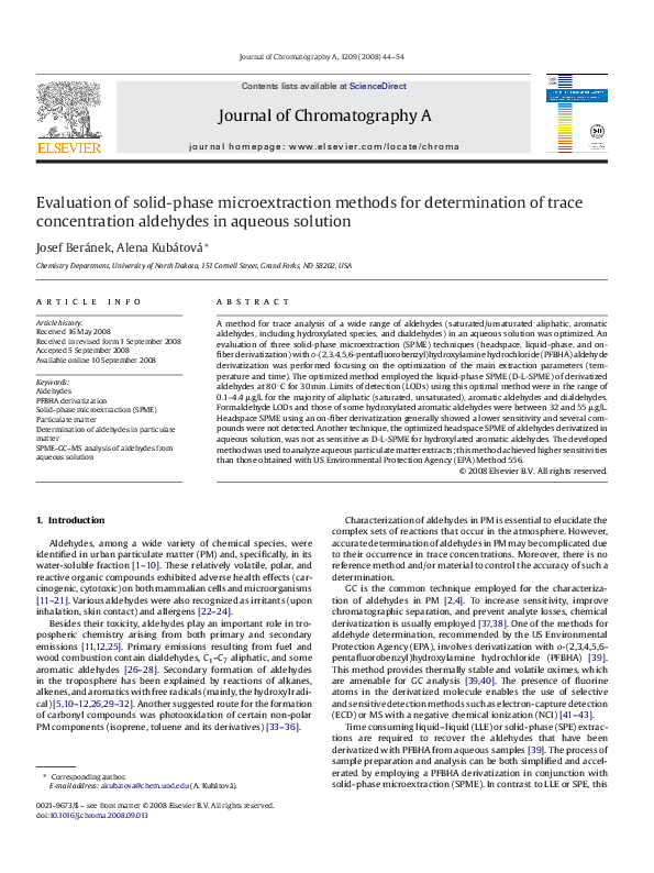 (PDF) Evaluation of solid-phase microextraction methods for determination of trace concentration ...