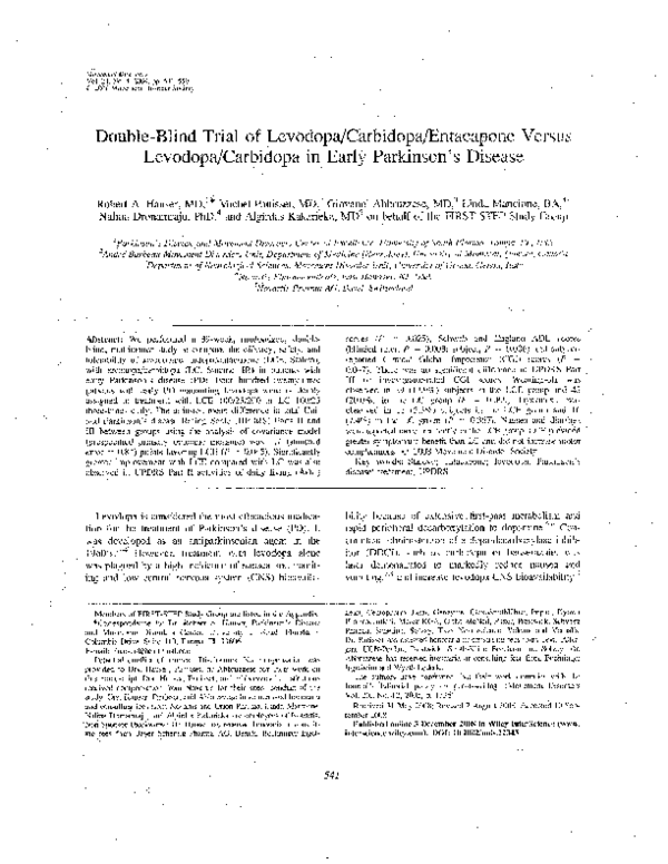(PDF) Double-blind trial of levodopa/carbidopa/entacapone versus ...
