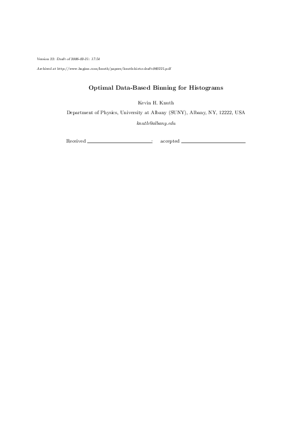 (PDF) Optimal data-based binning for histograms