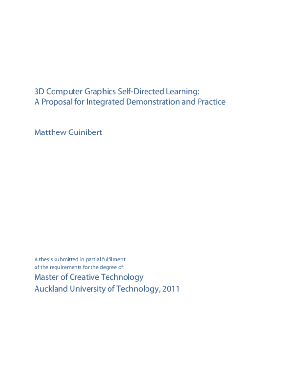 (PDF) 3D computer graphics self-directed learning: a proposal for ...