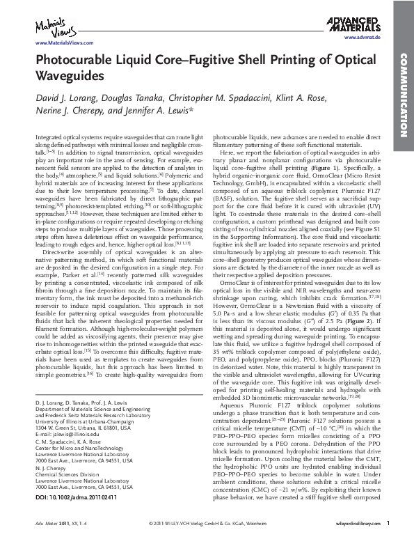 (PDF) Photocurable Liquid Core-Fugitive Shell Printing of Optical ...