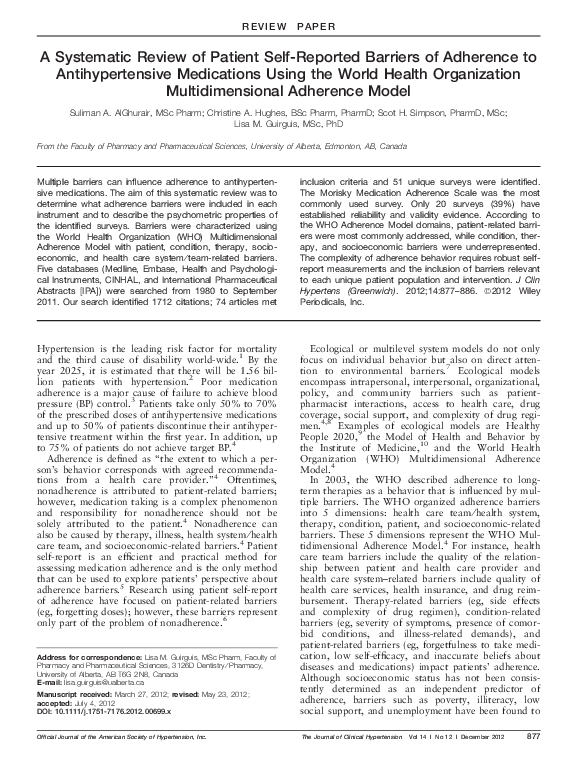 (PDF) A Systematic Review of Patient Self-Reported Barriers of ...