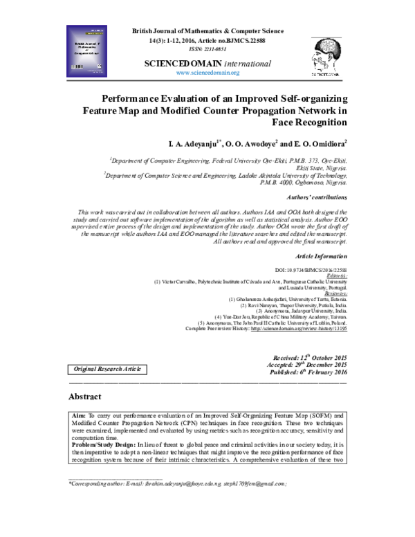 Performance Evaluation Of An Improved Self Organizing Feature Map And