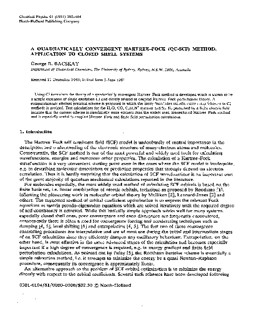 (PDF) A quadratically convergent Hartree—Fock (QC-SCF) method. Application to closed shell systems